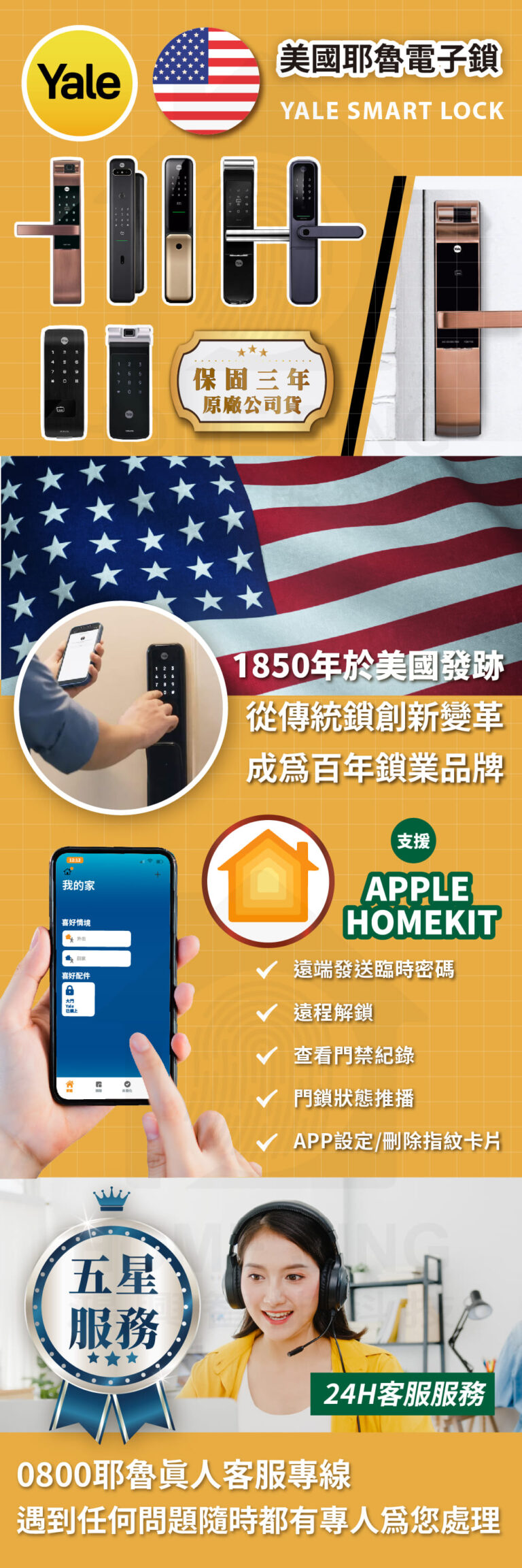 美國耶魯電子鎖 Yale Reflecta Bio H｜指紋 / 卡片 /密碼解鎖開門 - 鴻興智能科技｜IP智能+｜台北土城門市